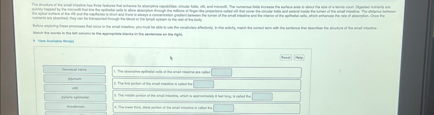 Solved The structure of the small intestine has three | Chegg.com
