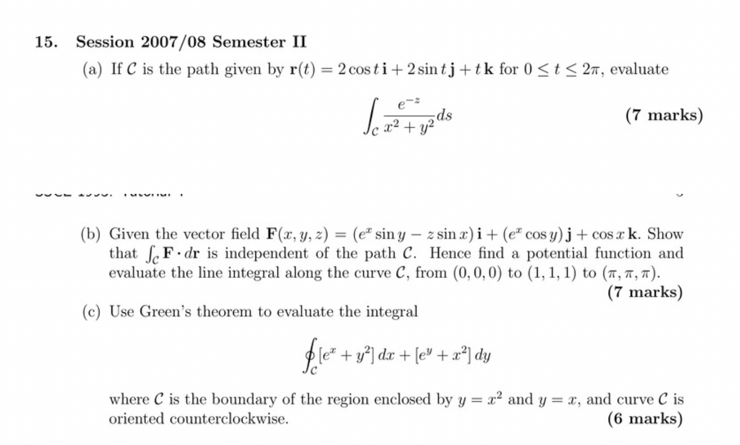 Solved Session 2007/08 ﻿Semester II(a) ﻿If C ﻿is the path | Chegg.com