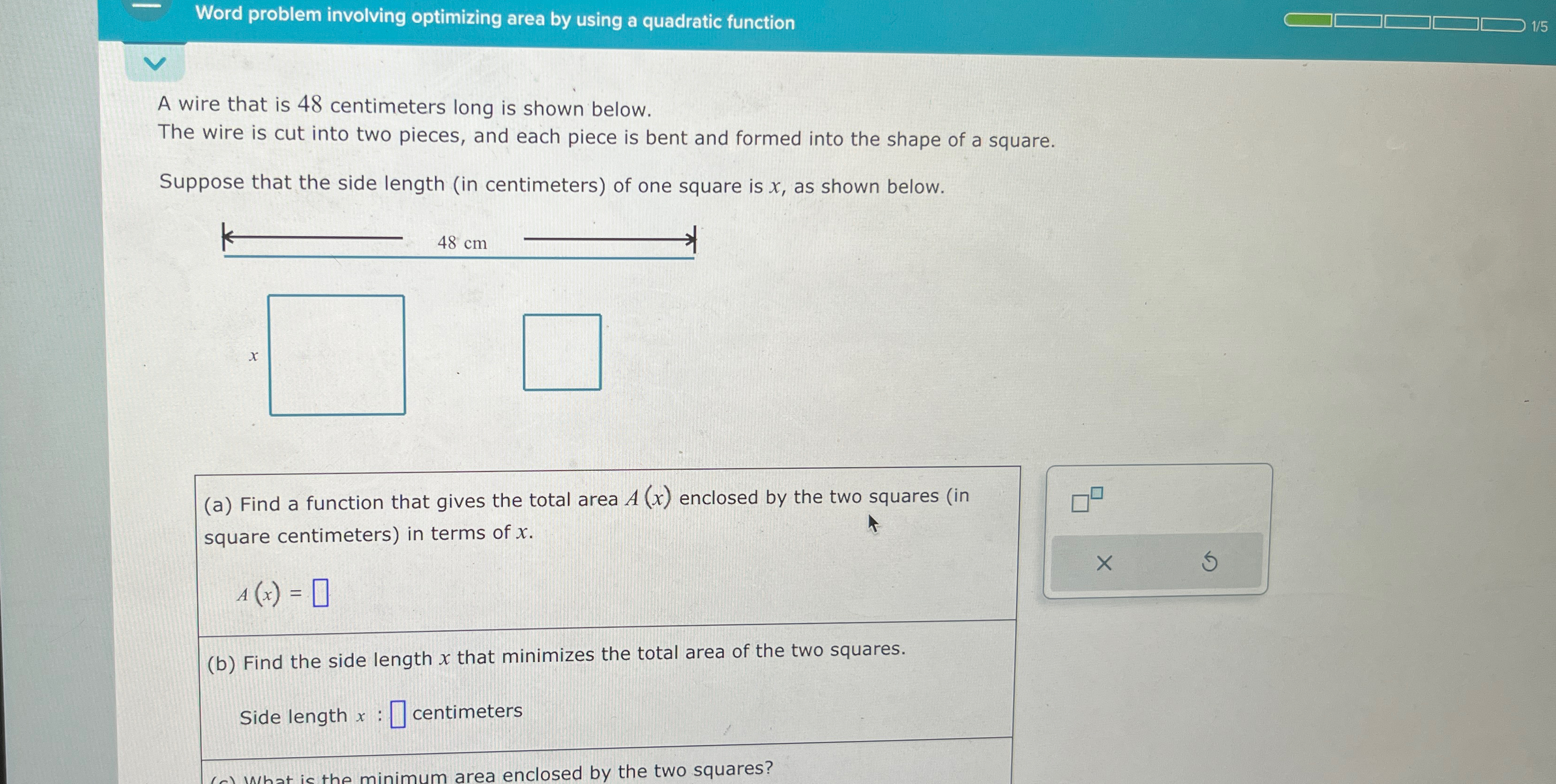 Solved Word problem involving optimizing area by using a | Chegg.com