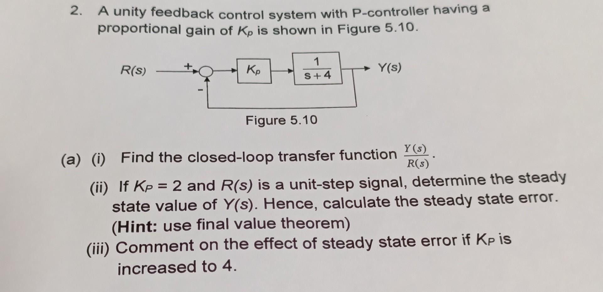 Solved 2. A unity feedback control system with \\( P | Chegg.com