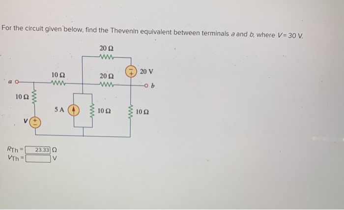 Solved For the circuit given below, find the Thevenin | Chegg.com