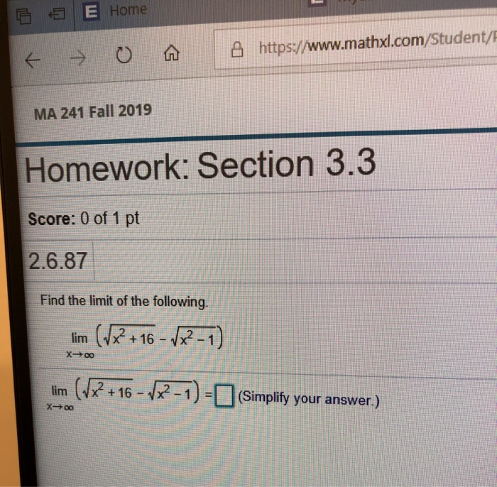 Solved a E Home → 0 A + A https://www.mathxl.com/Student/F | Chegg.com