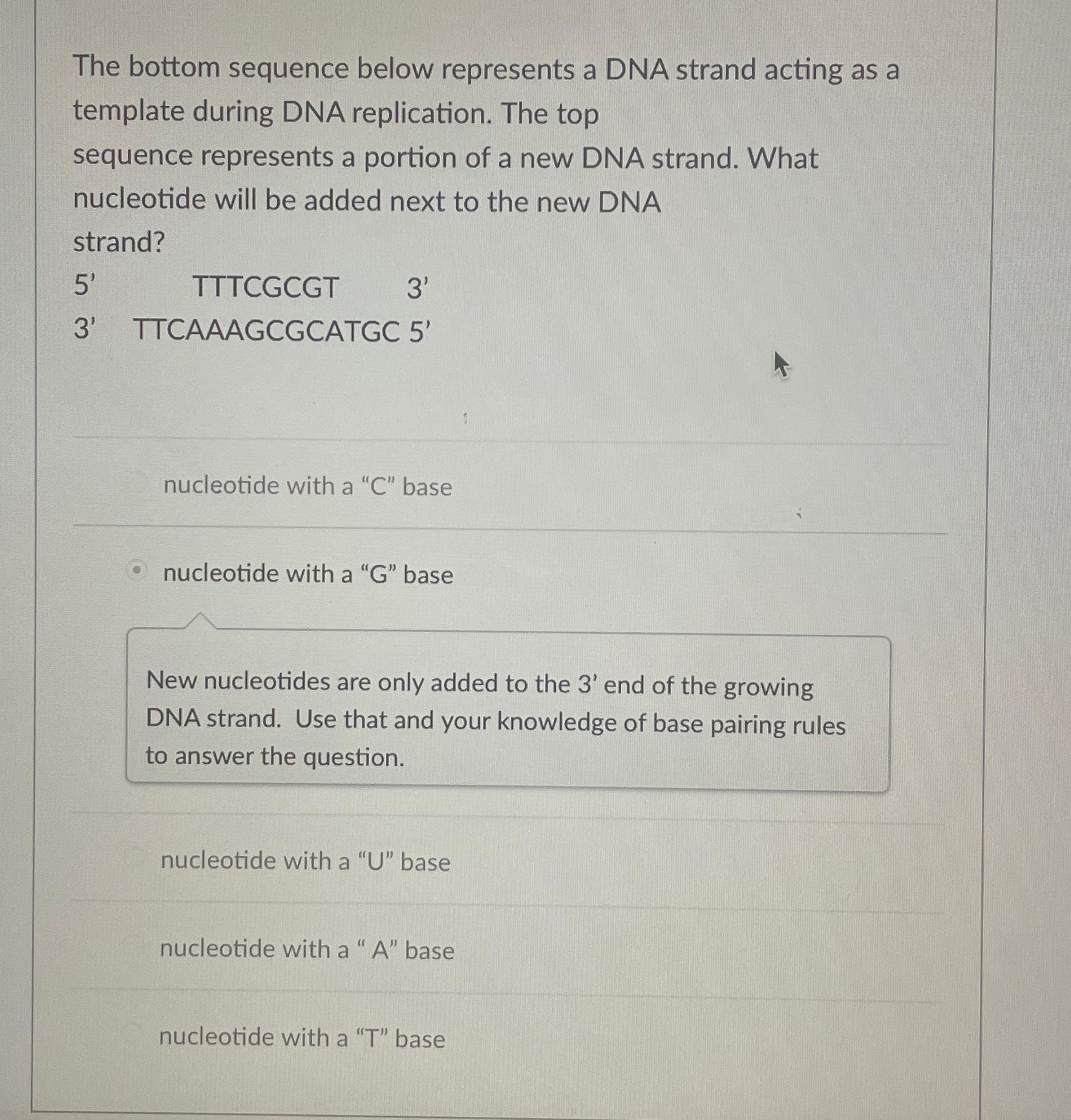 Solved The bottom sequence below represents a DNA strand | Chegg.com