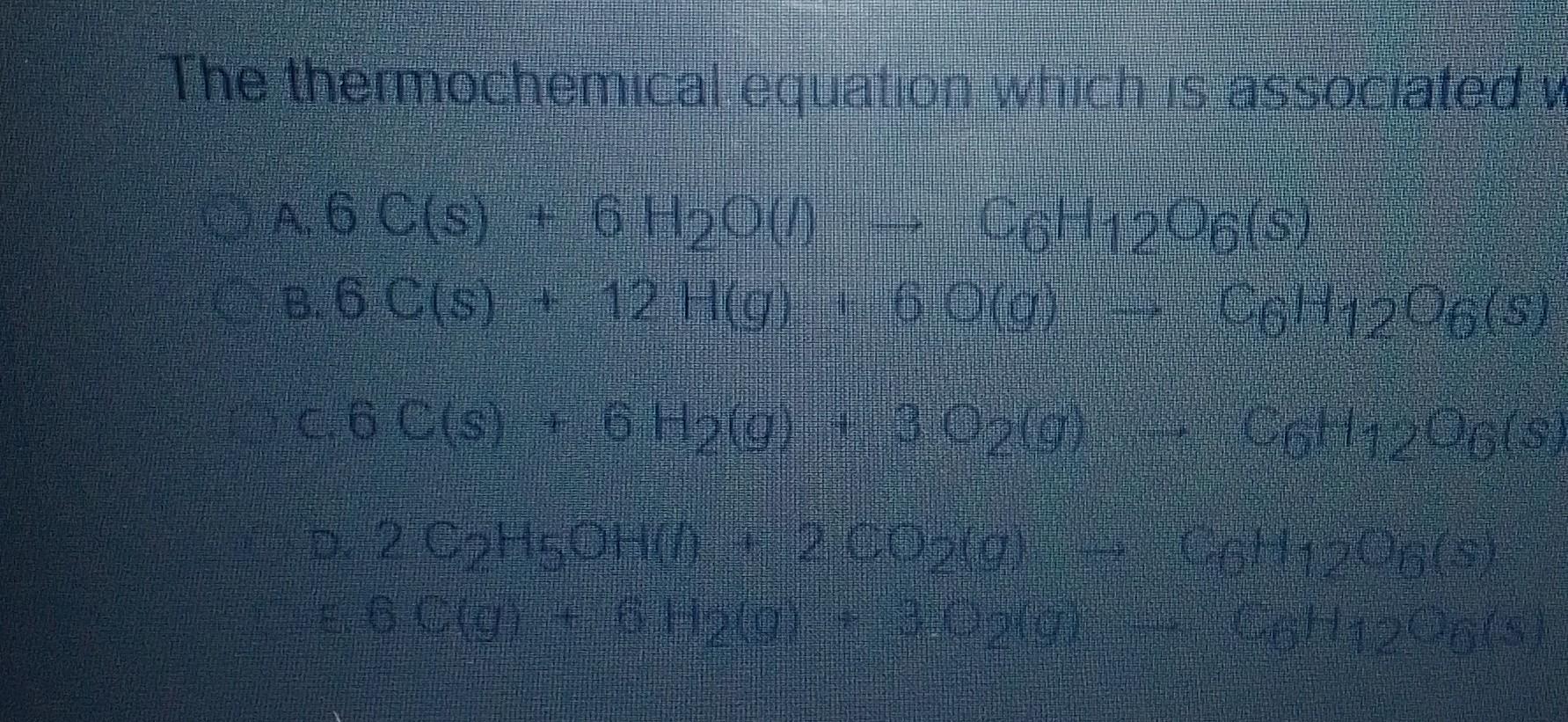 Solved The thermochemical equation which is associated A. | Chegg.com