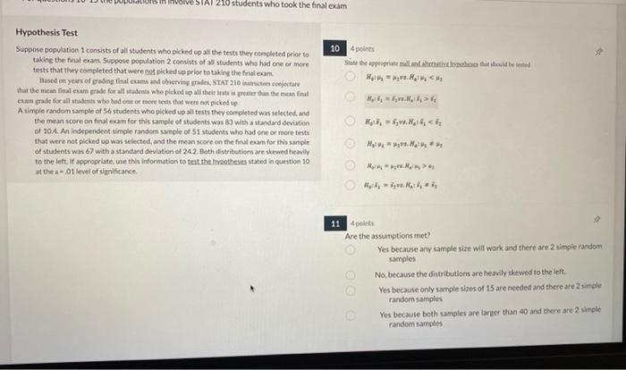 Solved Hypothesis Test Suppose population 1 consists of all | Chegg.com
