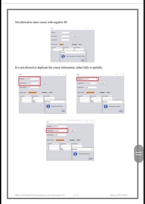 Solved IMPLEMENT THE FOLLOWING PROGRAM: Course ID Course | Chegg.com