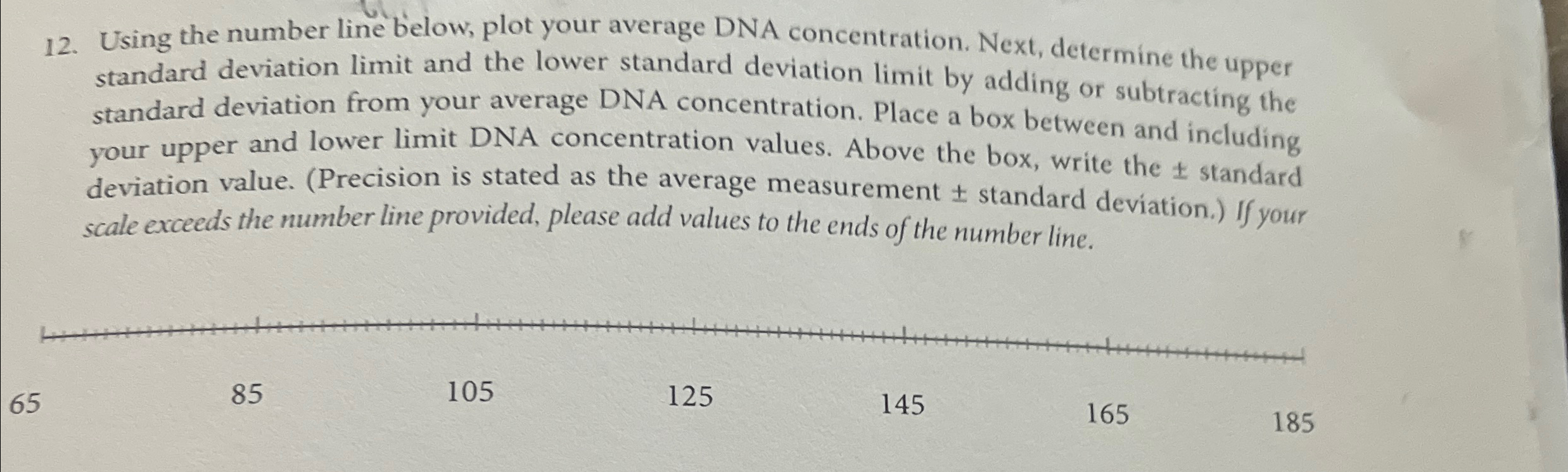 Solved Using the number line below, plot your average DNA | Chegg.com