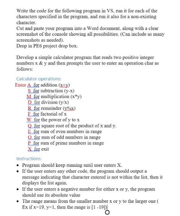 Solved Write the code for the following program in VS, run | Chegg.com