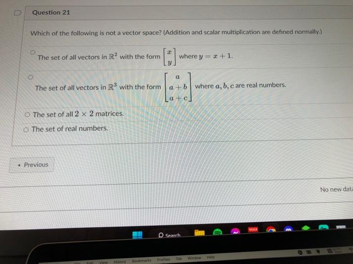 Solved Which of the following is not a vector space? | Chegg.com