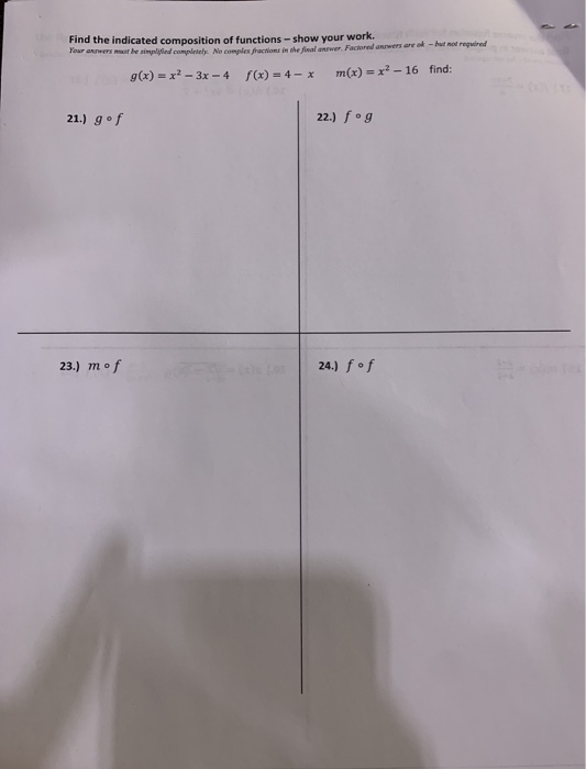 Solved Find the indicated composition of functions - show | Chegg.com