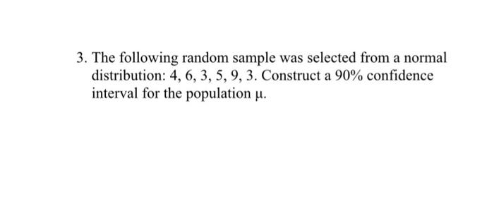 Solved 3. The following random sample was selected from a | Chegg.com