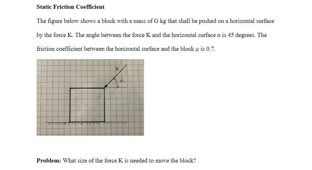 Solved Static Friction CoefficientThe figure below shows a | Chegg.com