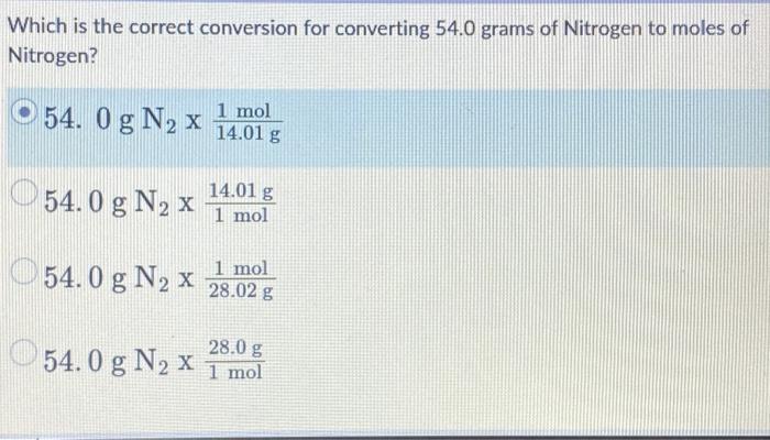 Solved Which is the correct conversion for converting 54.0 | Chegg.com