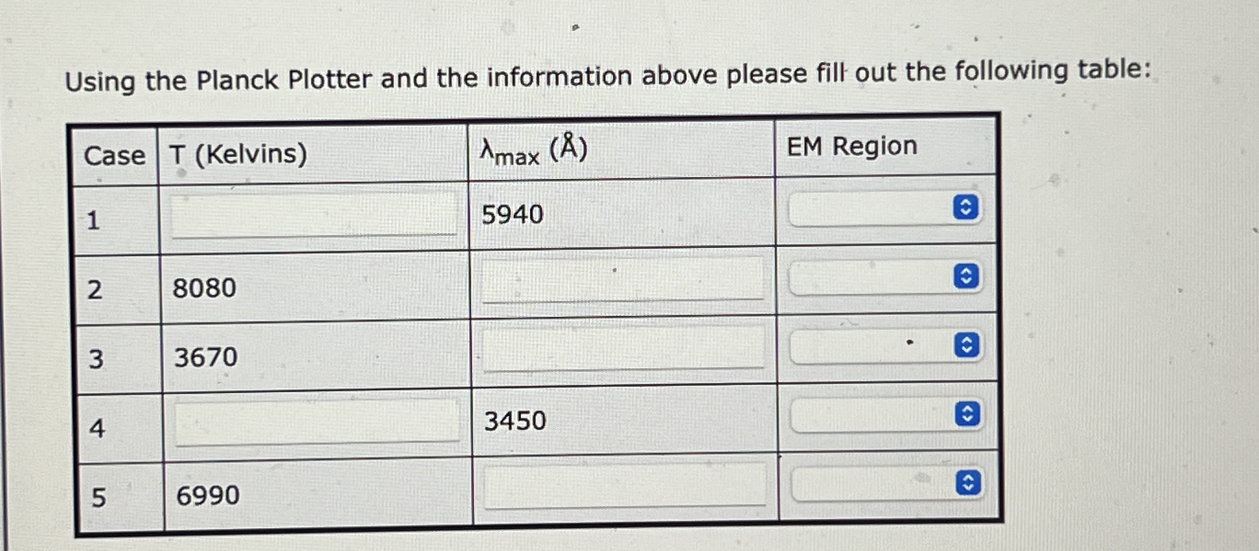 Solved Using the Planck Plotter and the information above | Chegg.com