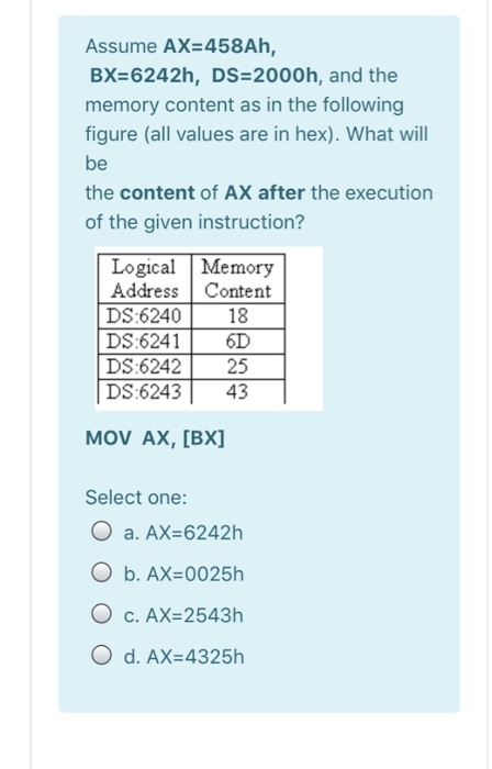 Solved Determine the contents of AX and flags (CF, ZF, SF, | Chegg.com