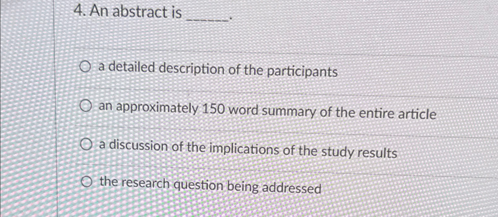 Solved An abstract isa detailed description of the | Chegg.com