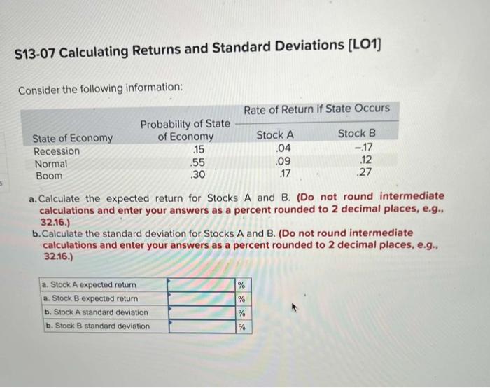 Solved S13-07 Calculating Returns and Standard Deviations | Chegg.com