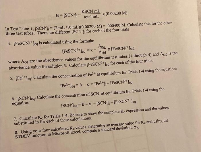 Solved Chemical Equilibrium: Finding Kc The purpose of this | Chegg.com