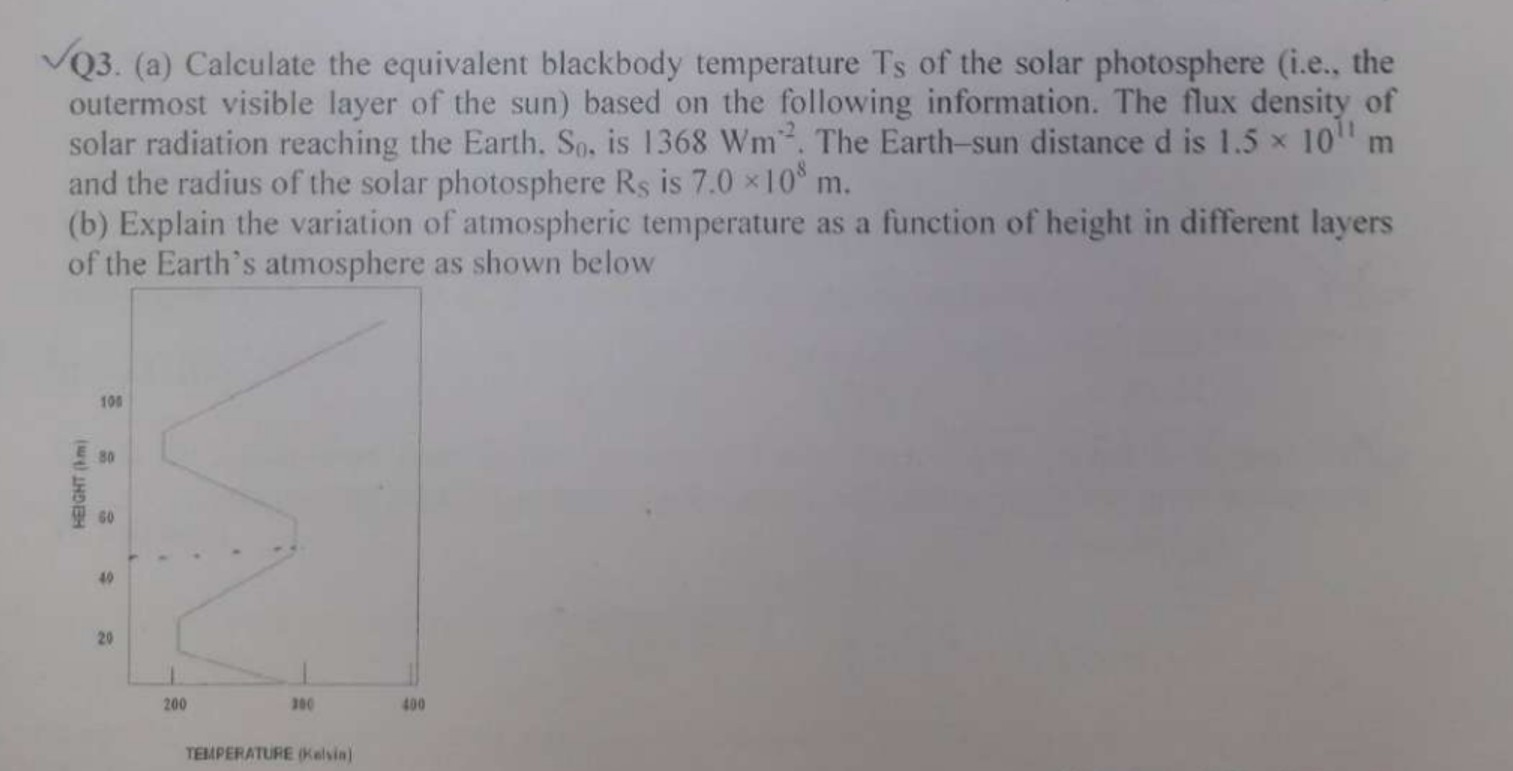 Solved Q3. (a) ﻿Calculate the equivalent blackbody | Chegg.com