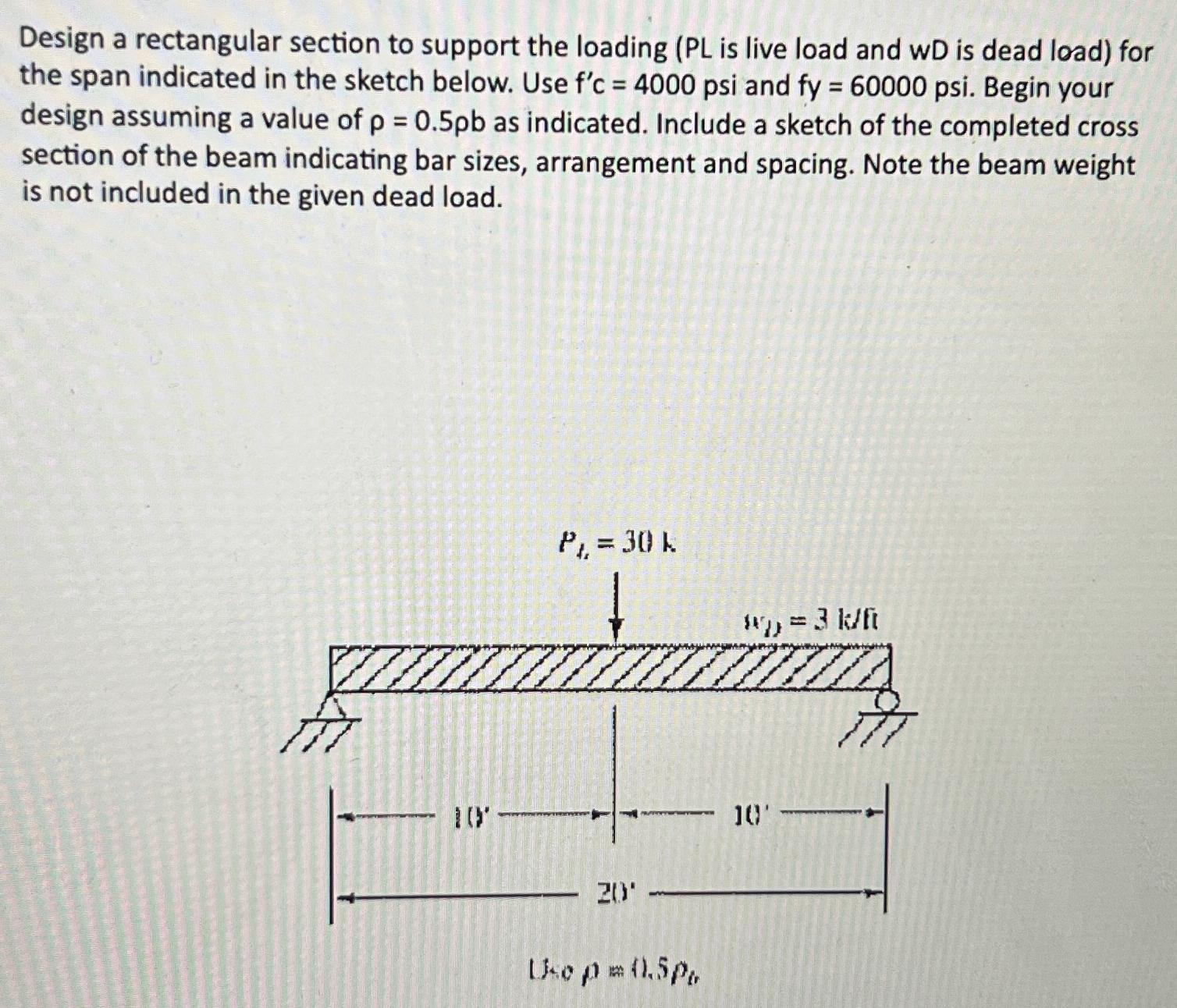 Solved Design a rectangular section to support the loading | Chegg.com