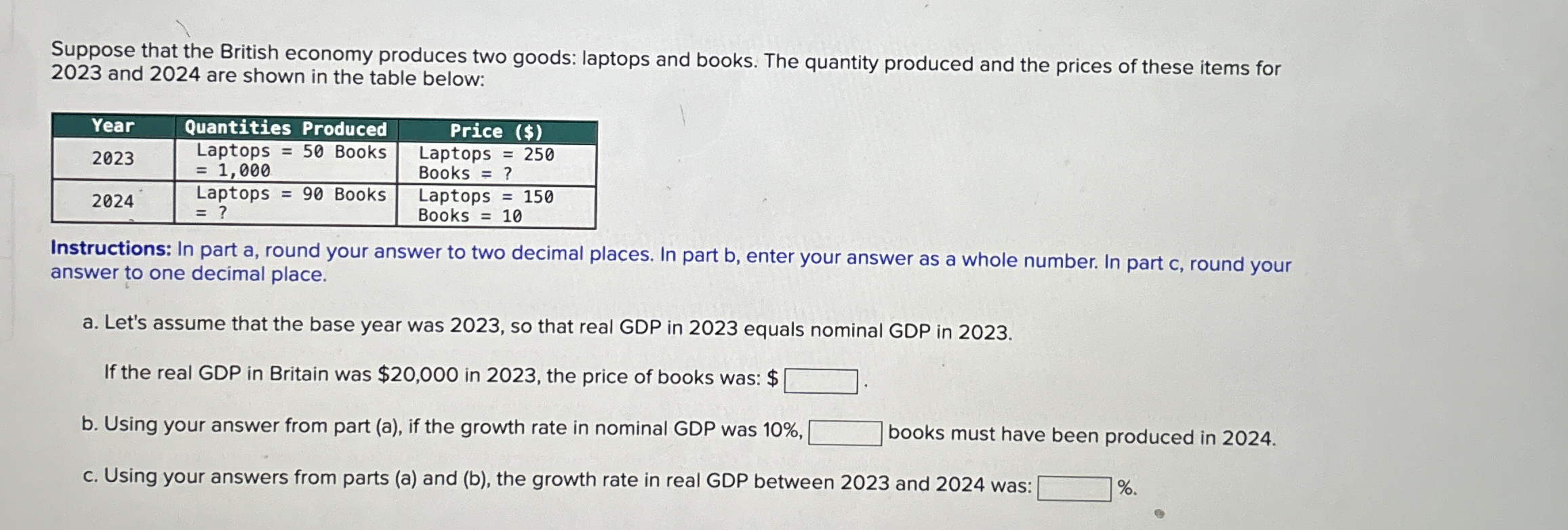 Solved Suppose that the British economy produces two goods: | Chegg.com