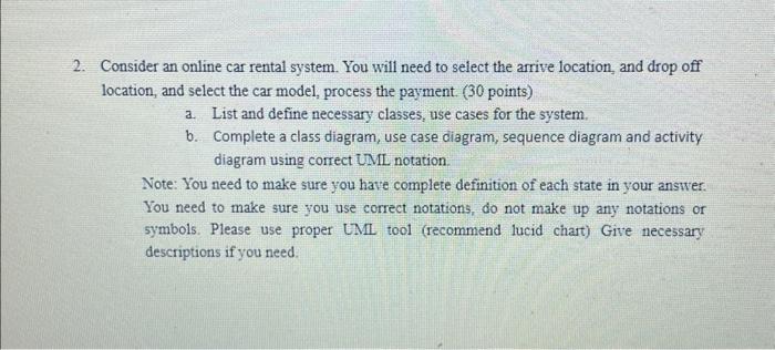 Solved Consider an online car rental system. You will need | Chegg.com