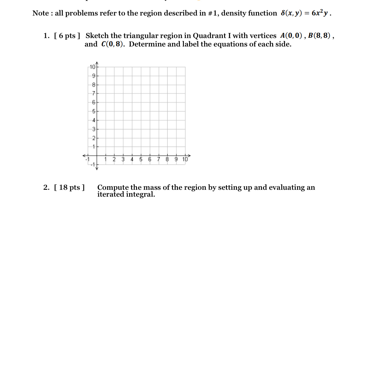 Solved Note : all problems refer to the region described in | Chegg.com