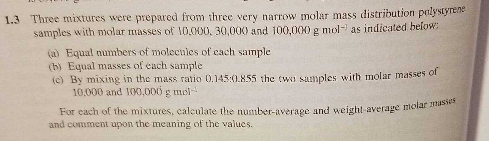 Solved For each of the mixtures, calculate the | Chegg.com