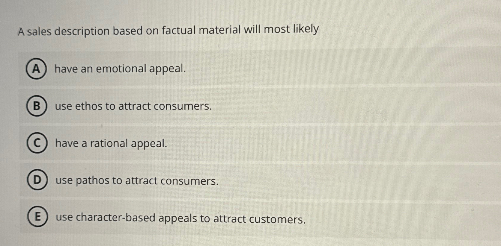 Solved A sales description based on factual material will | Chegg.com