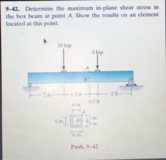 Solved 9-42. Determine the maximum in-plane shear stress in | Chegg.com