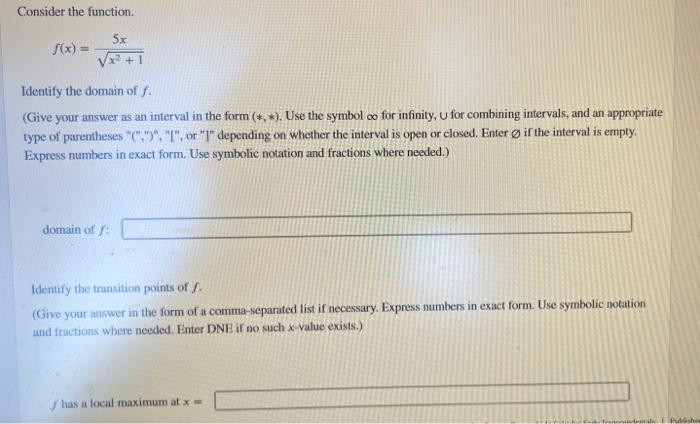 Solved Consider the function. f(x)=x2+15x Identify the | Chegg.com