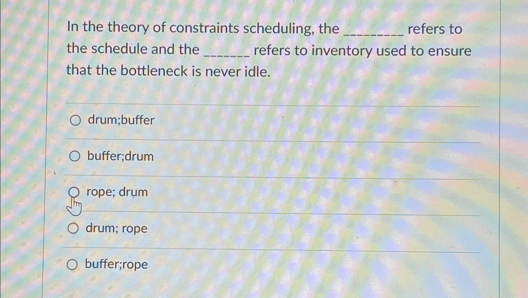 Solved In the theory of constraints scheduling, the refers | Chegg.com