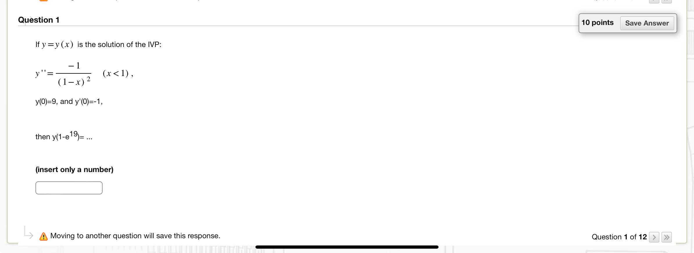 Solved Question 110 ﻿pointsSave AnswerIf y=y(x) ﻿is the | Chegg.com