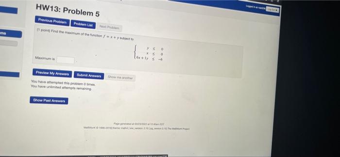 HW13: Problem 5 Previous Problem Problem ist 11 port | Chegg.com