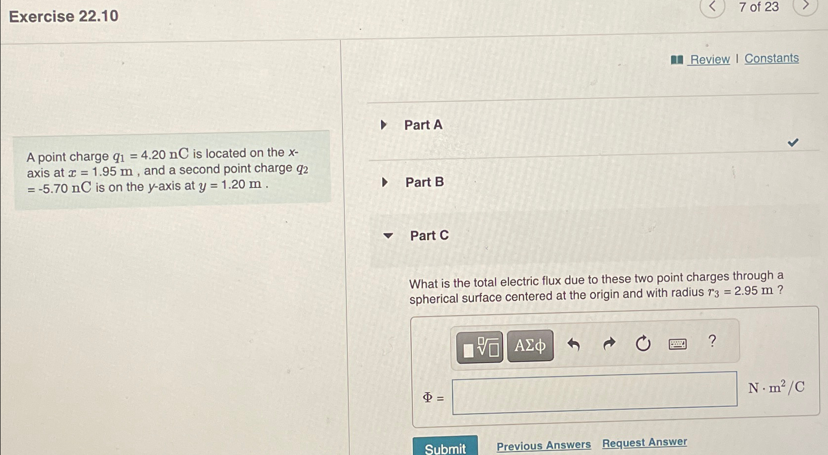 Solved Exercise 22.107 ﻿of 23Review I ConstantsA point | Chegg.com