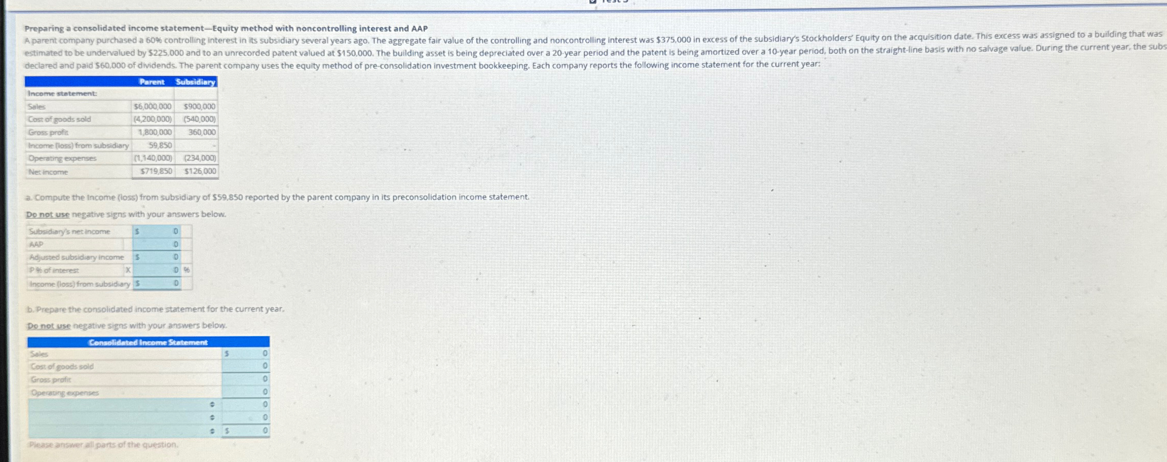 Solved Preparing a consolidated income statement-Equity | Chegg.com