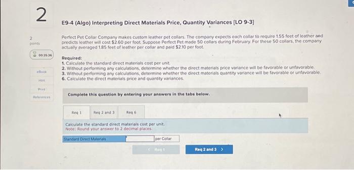 Solved № 2 points 00:35:36) eBook Hint Print References E9-4 | Chegg.com