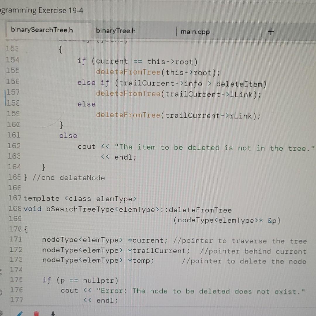 Solved gramming Exercise 19-4 binarySearch Tree.h binary | Chegg.com