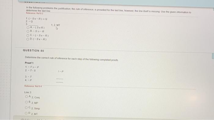 Solved In the following problems the justification, the rule | Chegg.com