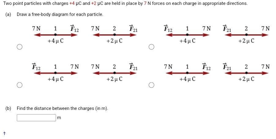 Solved Two point particles with charges +4\\\\mu C and | Chegg.com