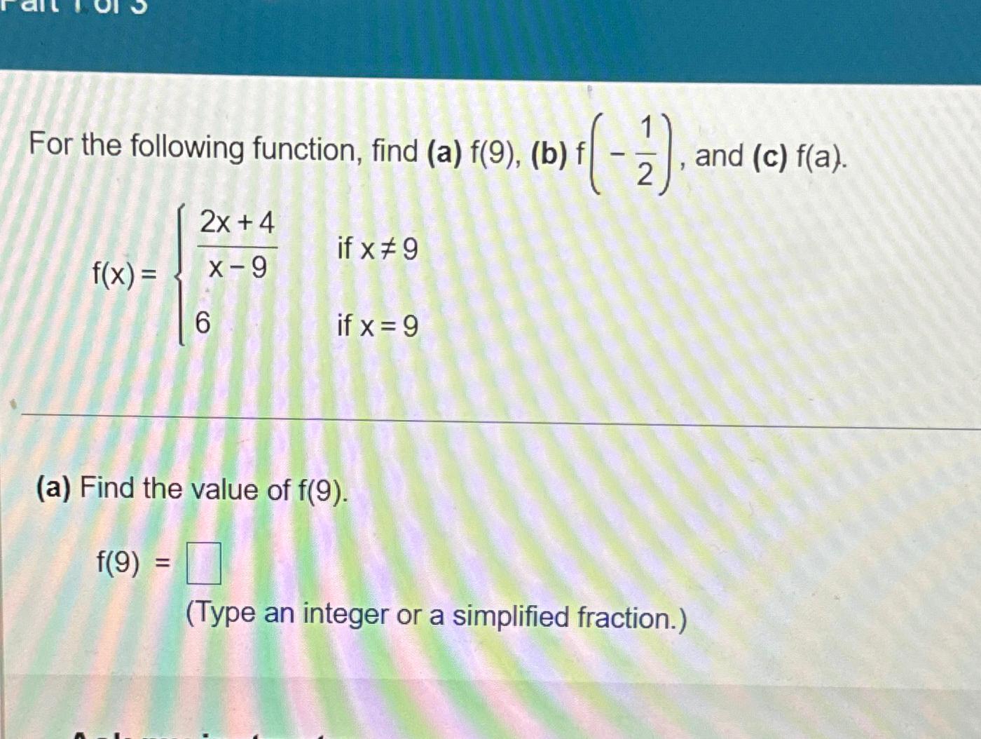 Solved For the following function, find | Chegg.com