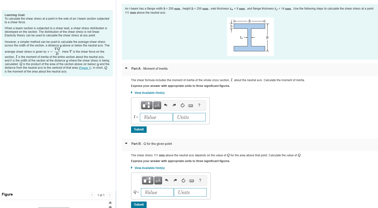 Solved An I-beam has a flange width \( | Chegg.com