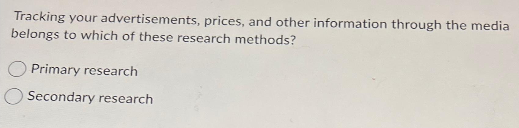 Solved Tracking your advertisements, prices, and other | Chegg.com