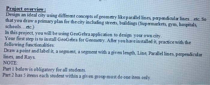 Project overview: Design an ideal city using | Chegg.com