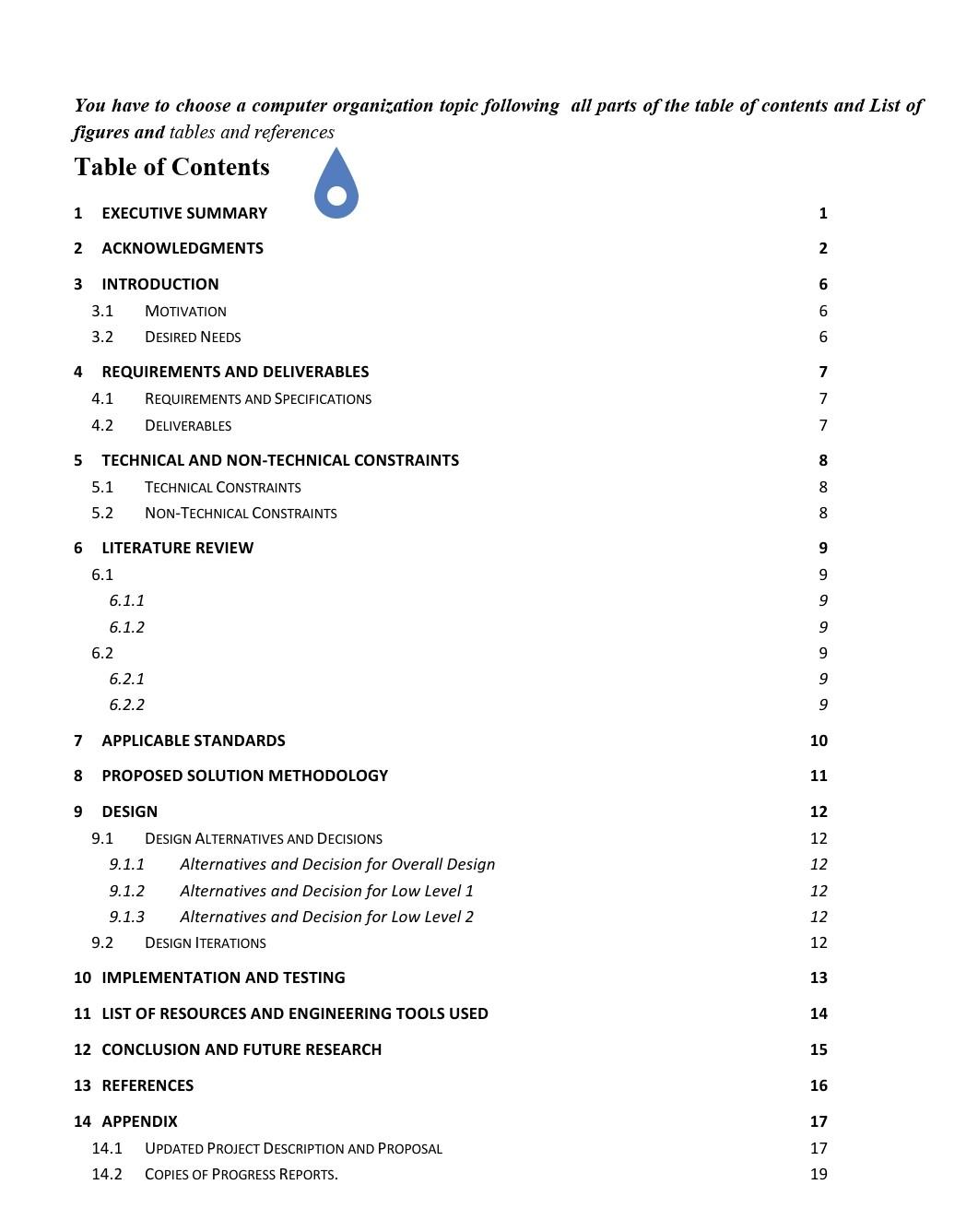 Table Of Contents Executive Summary