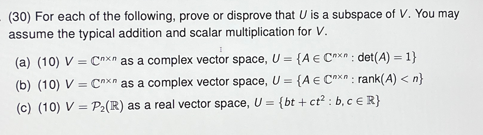 Solved For each of the following, prove or disprove that U | Chegg.com