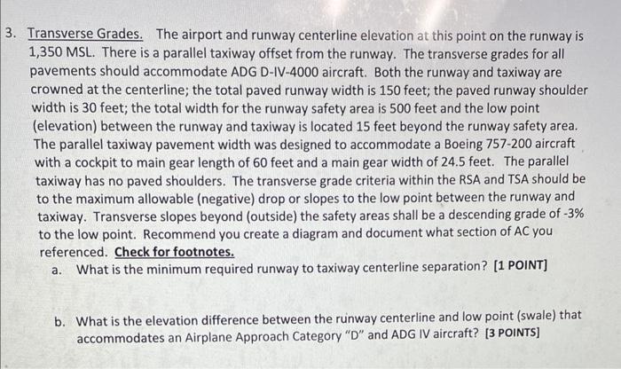 Solved Transverse Grades. The airport and runway centerline | Chegg.com