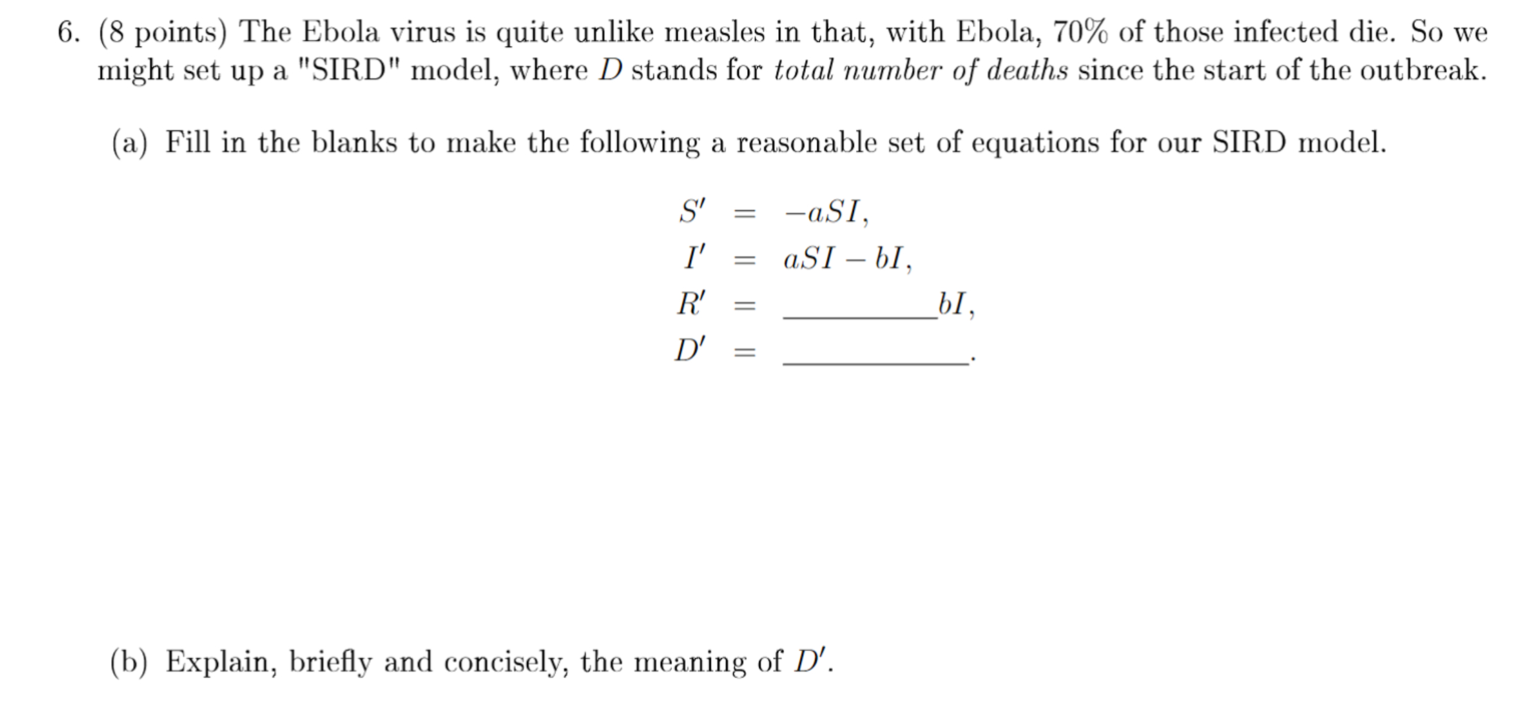 (8 ﻿points) ﻿The Ebola virus is quite unlike measles | Chegg.com