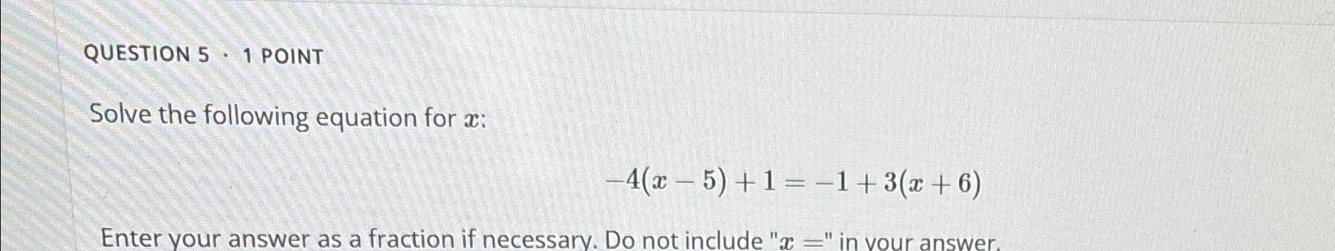 Solved QUESTION 5 * 1 POINTSolve the following equation for | Chegg.com Solved QUESTION 5 * 1 POINTSolve the following equation for | Chegg.com