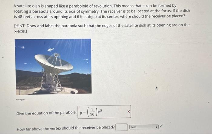 Solved A satellite dish is shaped like a paraboloid of | Chegg.com